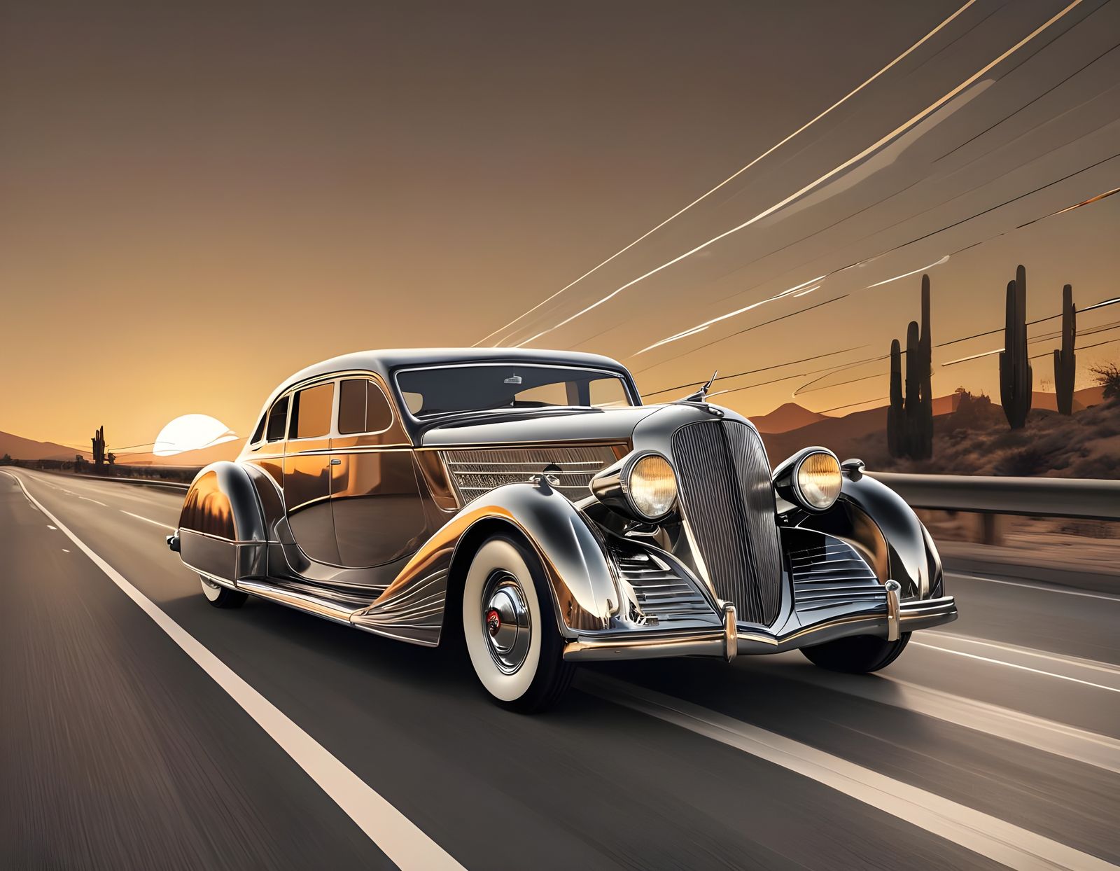 Art deco streamline car poster - Art Deco Streamline Car Pos...