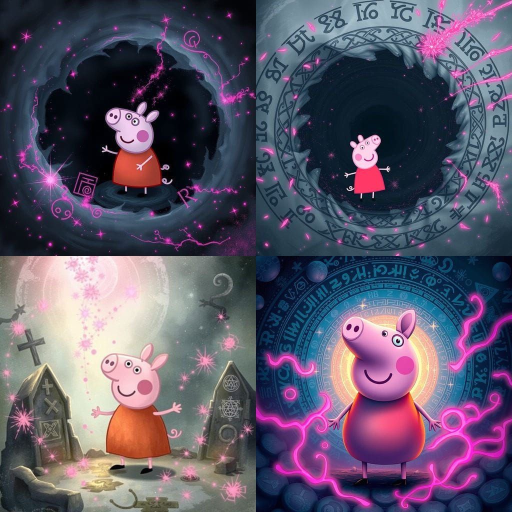 Mystical Rune Dissolution of Peppa Pig in Sparklin... - AI Art