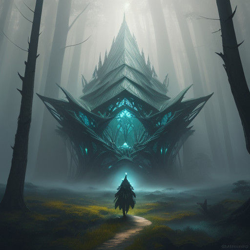 "Origami" - Surreal Fantasy Scene with Origami Bird in Encha...