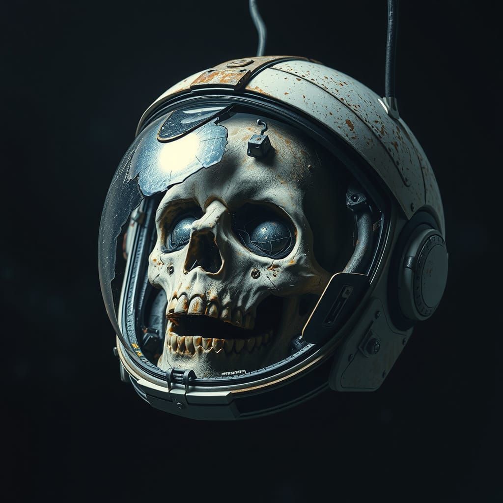 Frozen Pilot in Space, in Cyberpunk Realism - AI Art