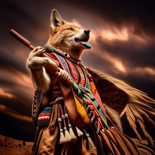 The Navajo God Coyote dancing II - AI Generated Artwork - NightCafe Creator
