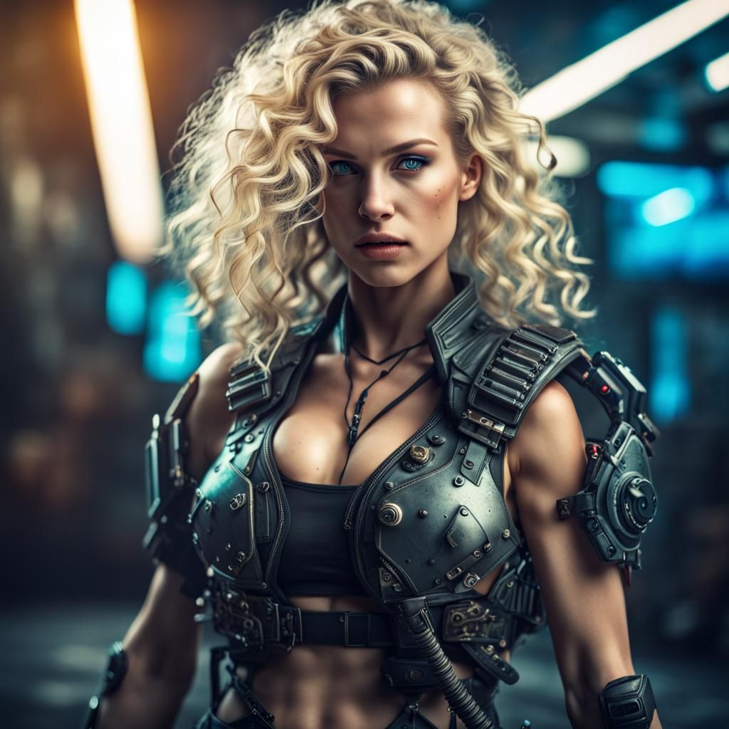 Future warrior girl blonde : r/nightcafe