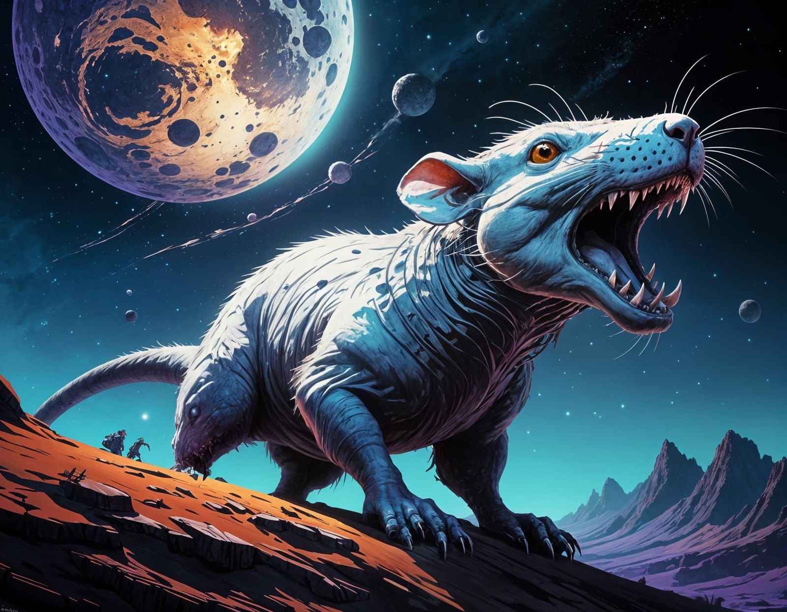 Cosmic Beast Devours a Planet in a Swirl of Debris - AI Art