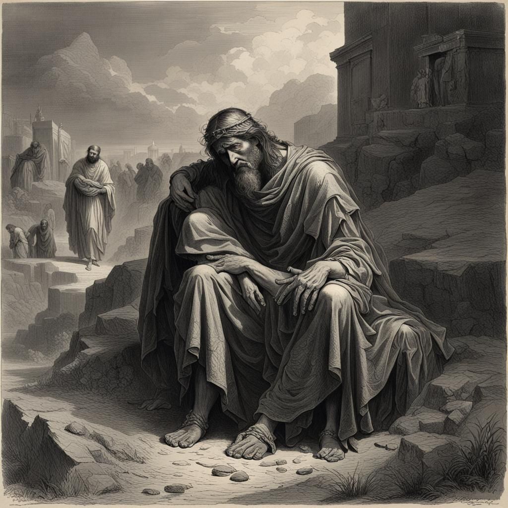 The Roman Praetor Gaius hugging Jesus Christ our Lord weeping - AI ...