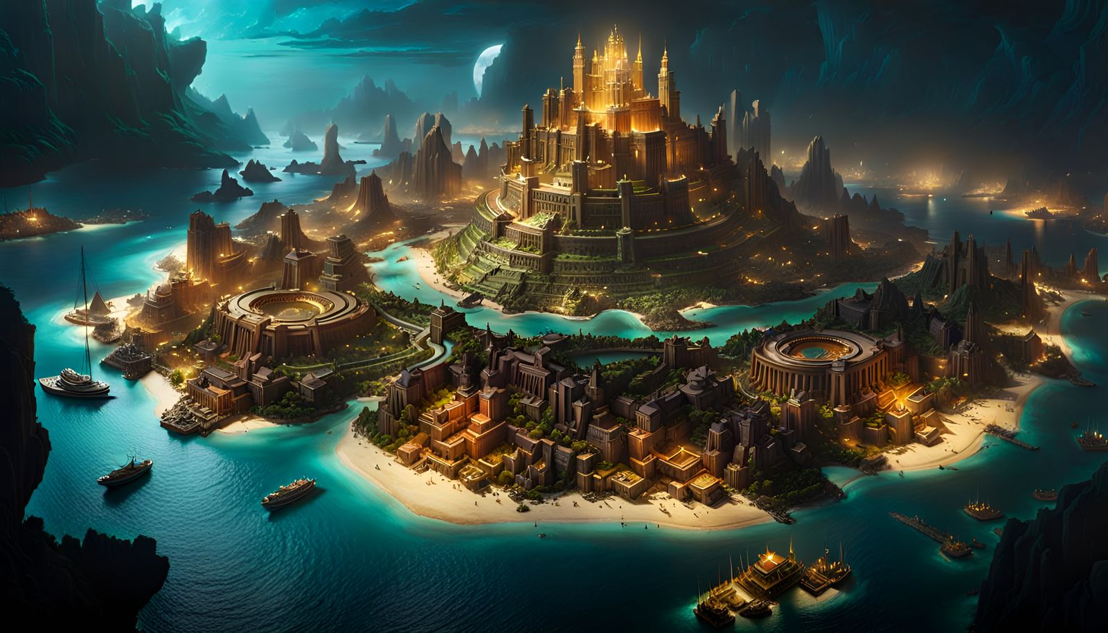 Atlantis at night - AI Generated Artwork - NightCafe Creator