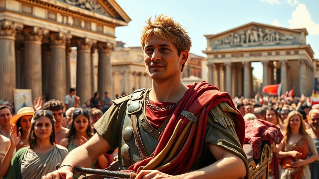 Julius Caesar's Story - Roman Triumph in Vibrant Colors