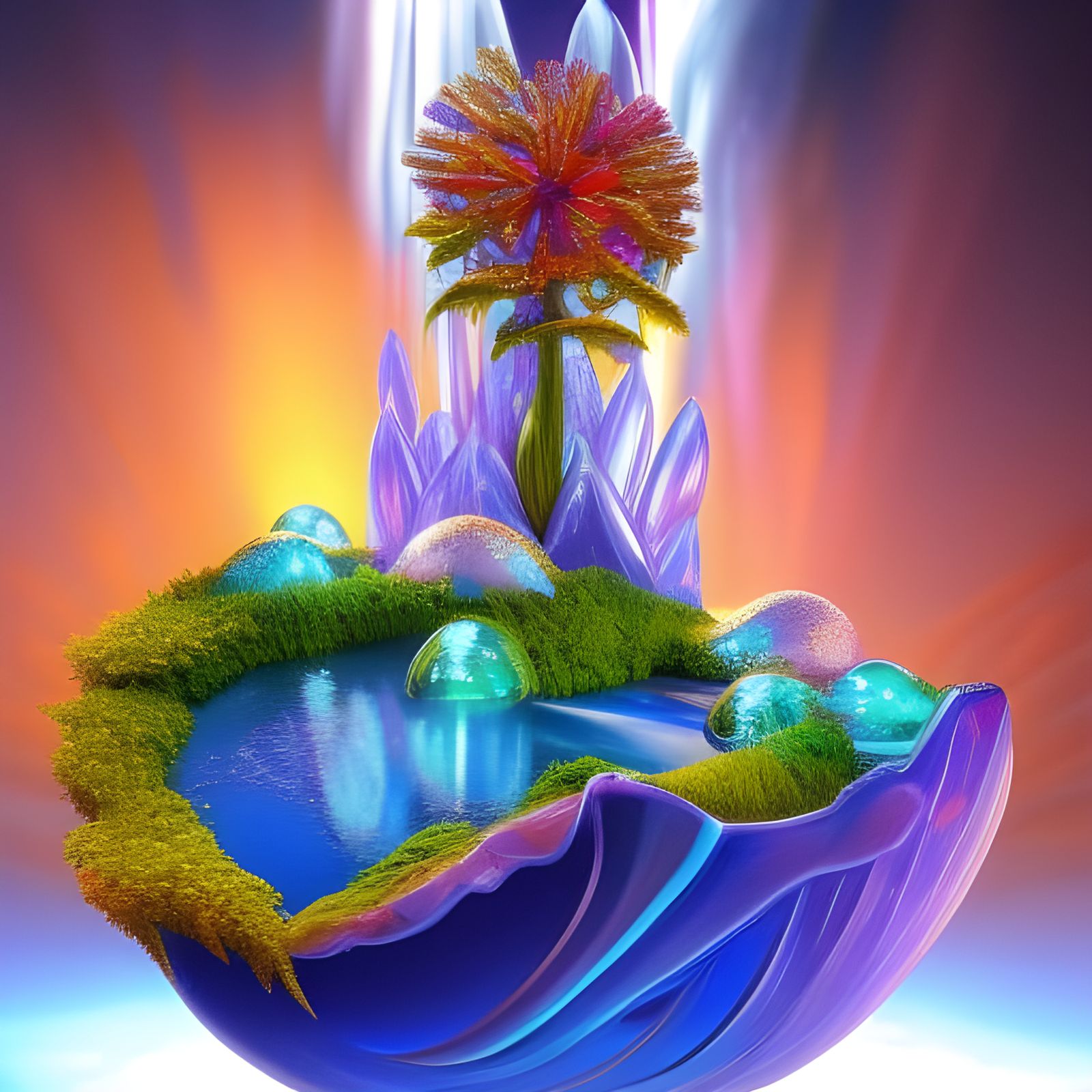 Crystal Oasis - AI Generated Artwork - NightCafe Creator