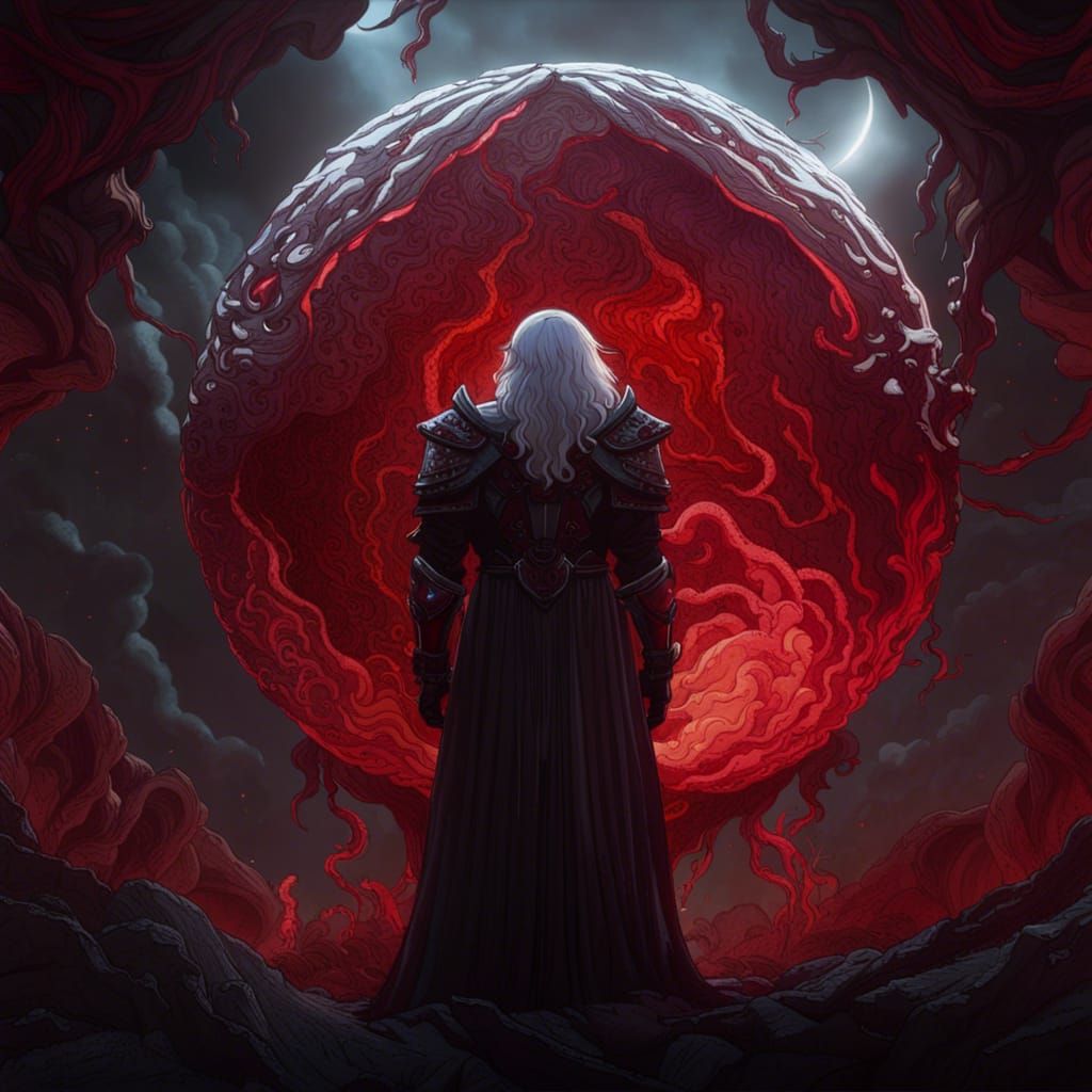 Griffith under crimson eclipse - AI Generated Artwork - NightCafe Creator