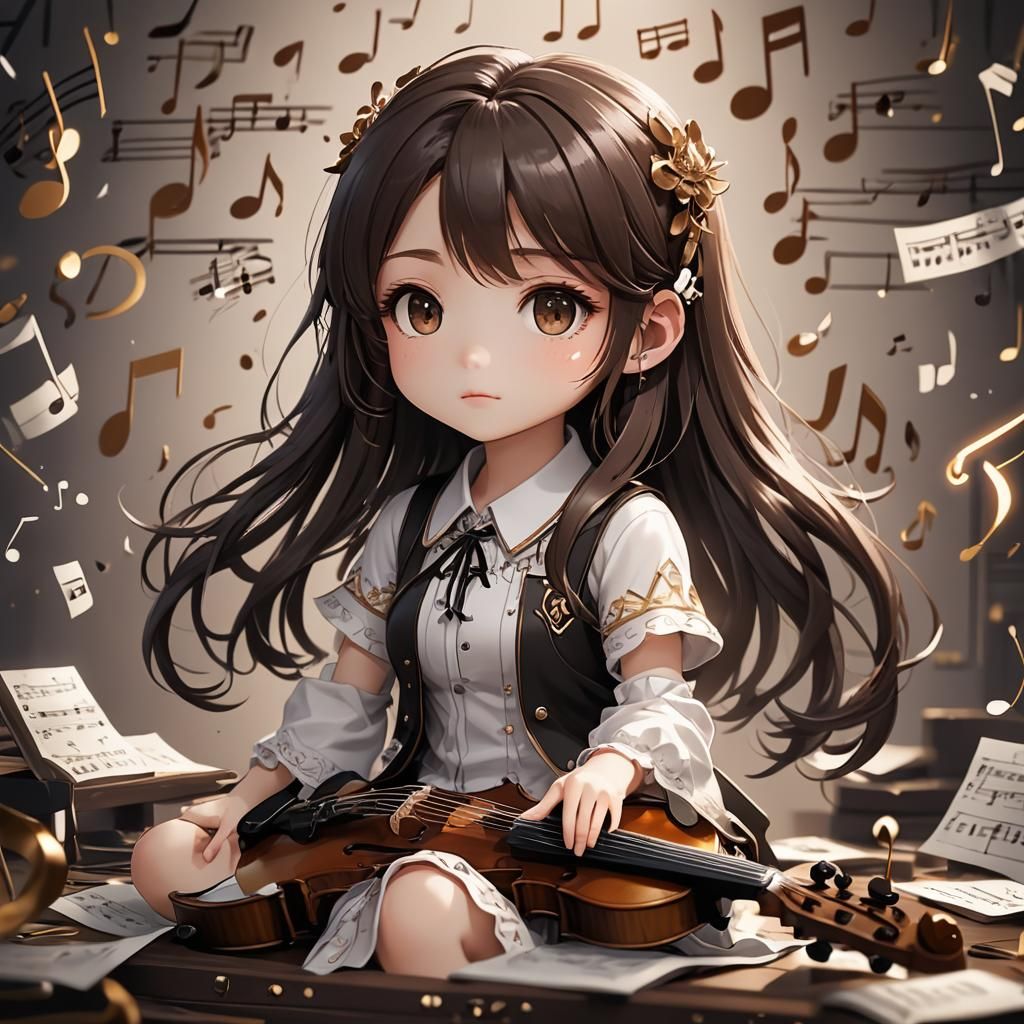 Chibi Girl With a Violin - AI Generated Artwork - NightCafe Creator