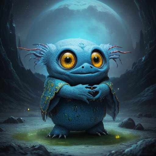 Magical Alien Creature with Pleading Eyes - AI Art