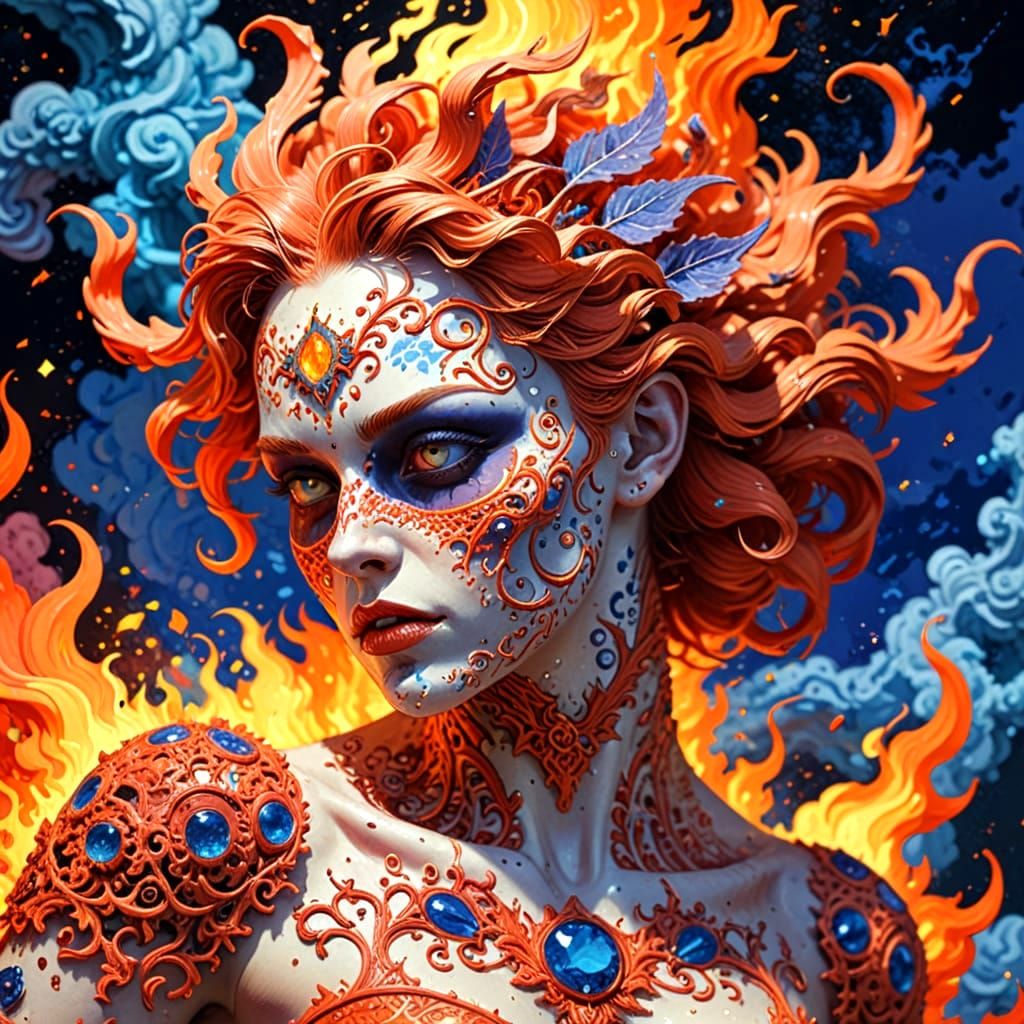 Eldritch Elemental Goddess in 18th Century Art Dec... - AI Art