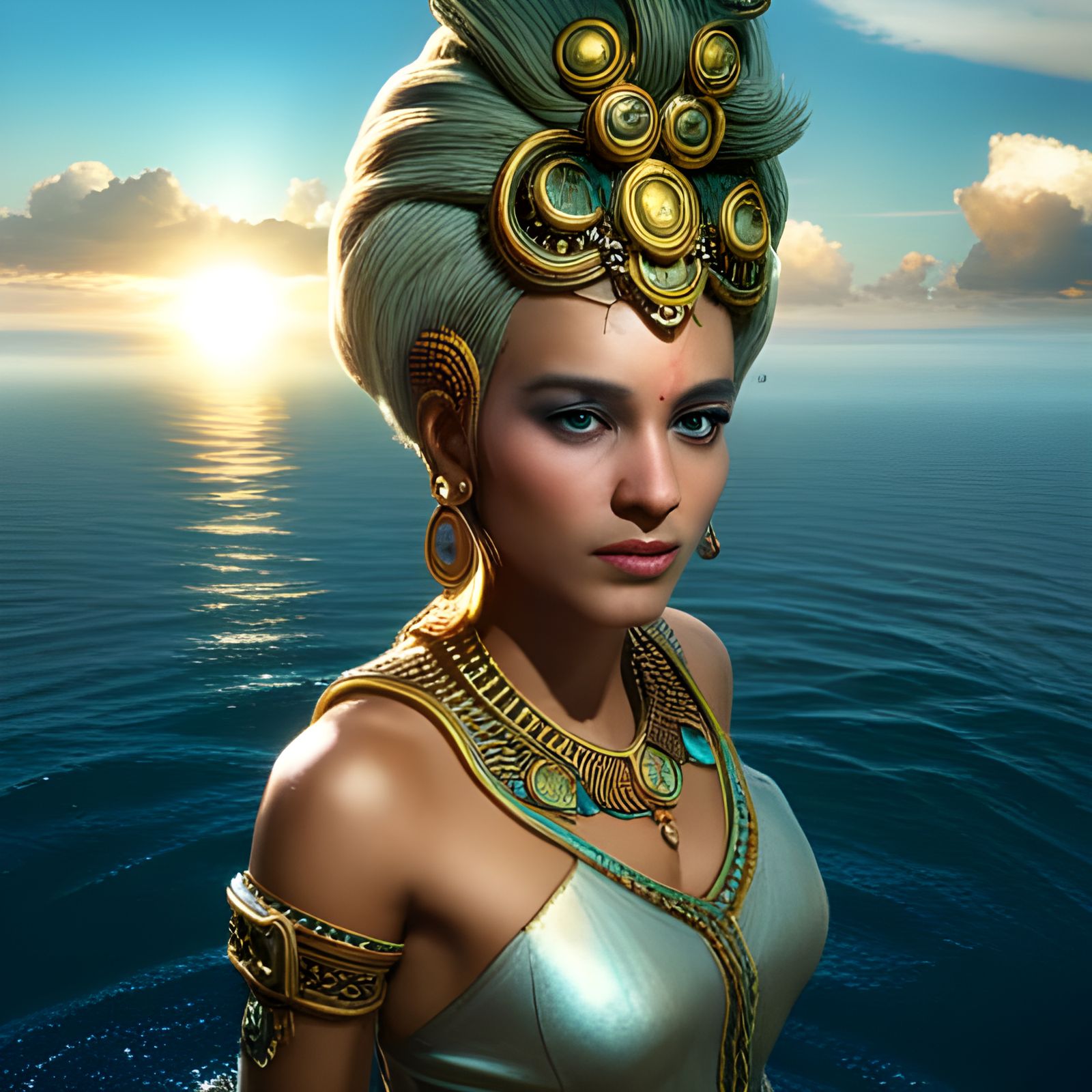 unreal engine, octane render, 8 k birth of sumerian goddess inanna ...