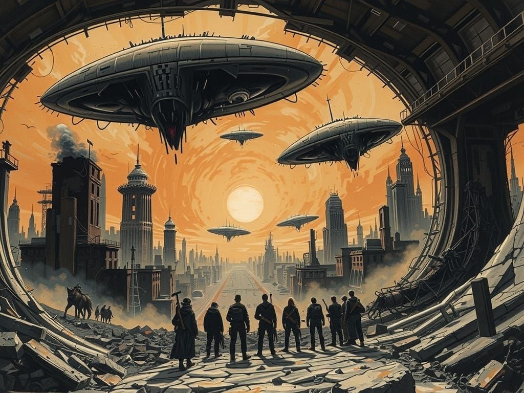 Alien Invasion in Neo-Expressionist Impasto - AI Art