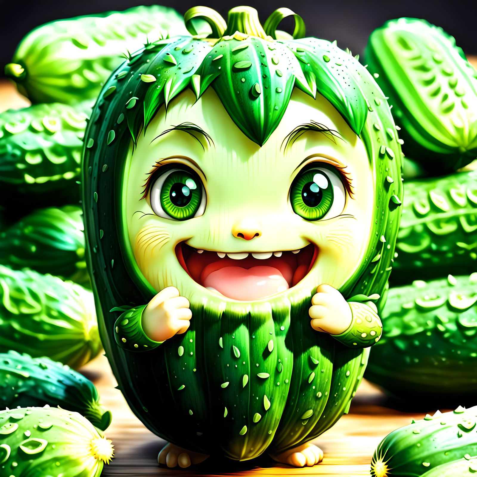 Chibi Cucumber v1 - AI Generated Artwork - NightCafe Creator