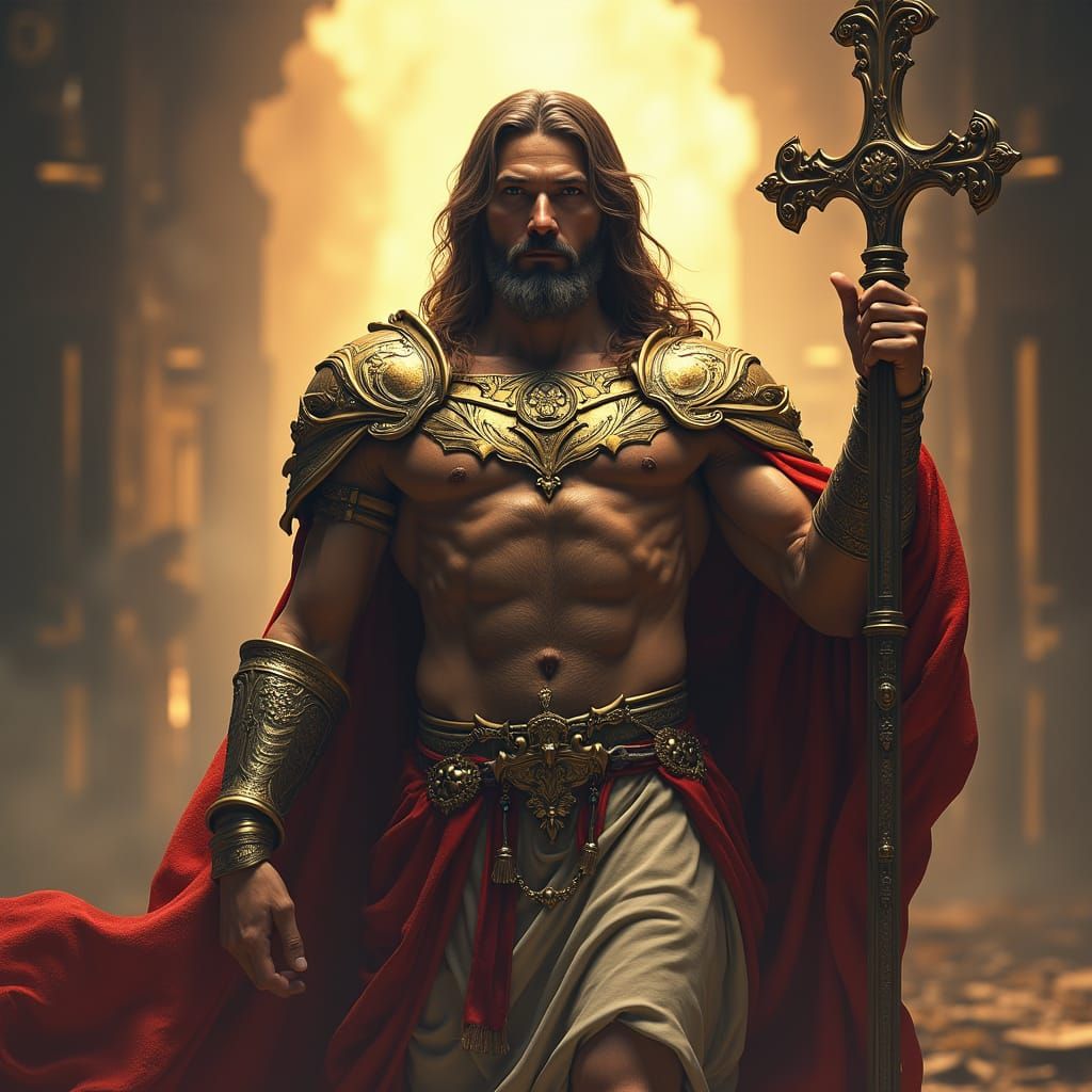 Jesus Christ in big muscle - Heroic Jesus Christ in Ornate ...