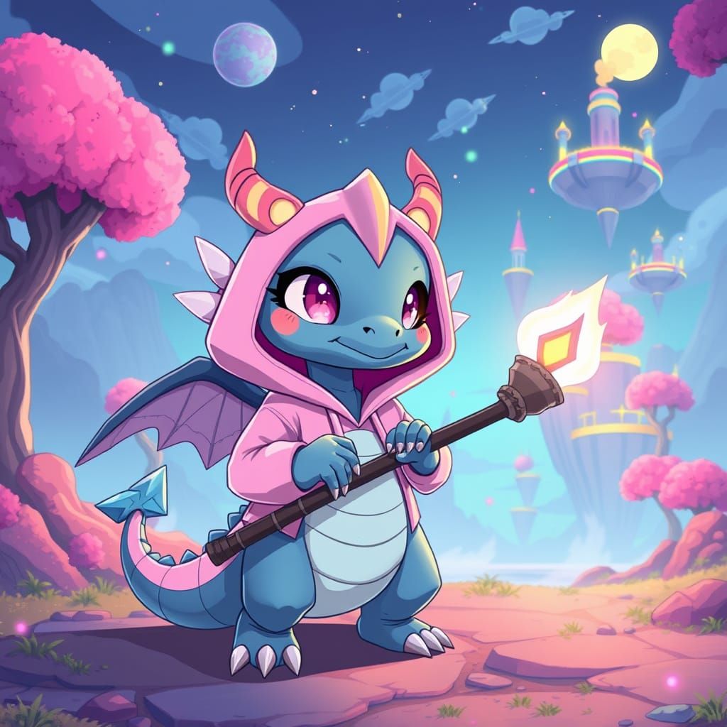 Sprinkle a cute caster Dragon. - Cute Caster Dragon in Vibra...