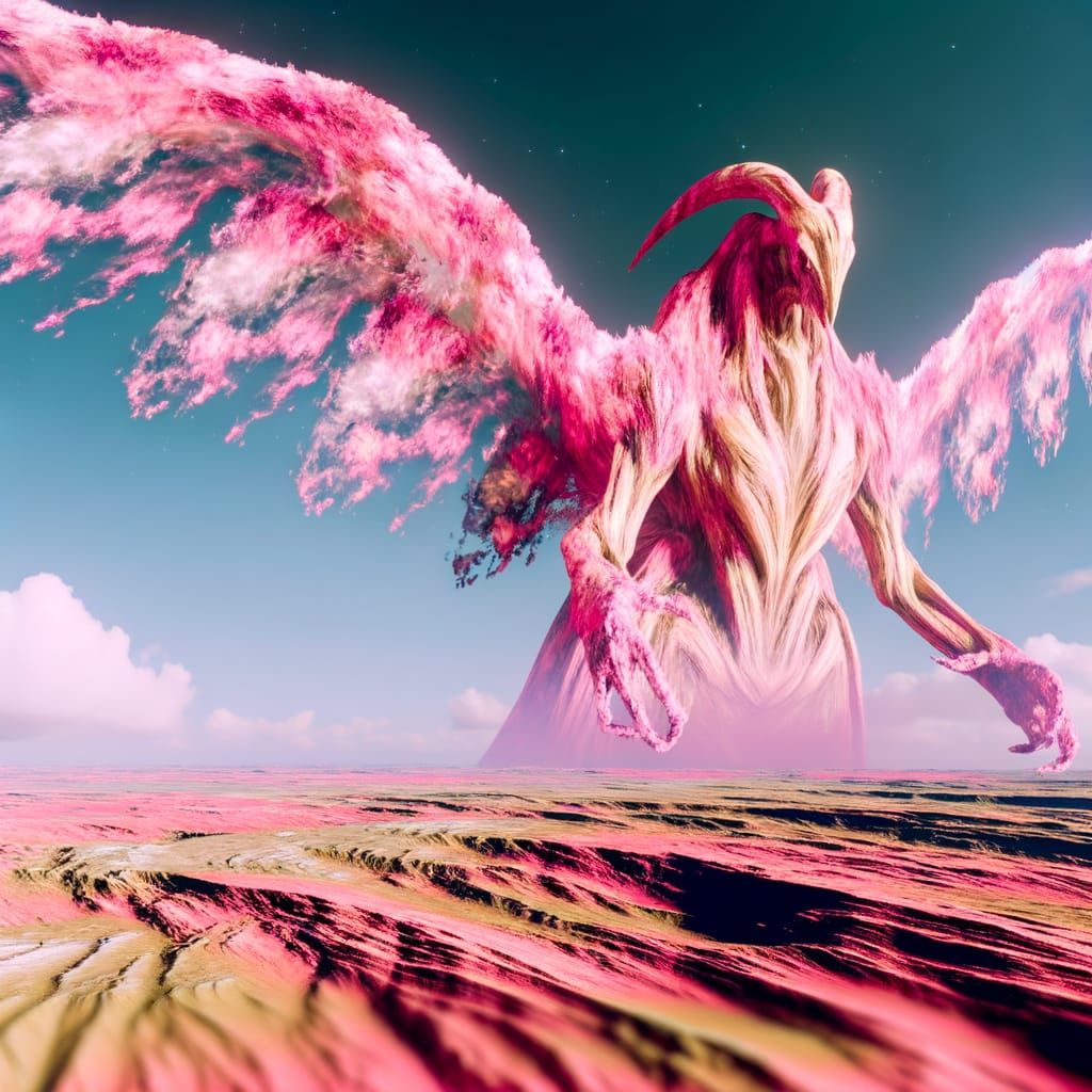 Ethereal Pink Creature with Giant Wings: Wildlife ... - AI Art