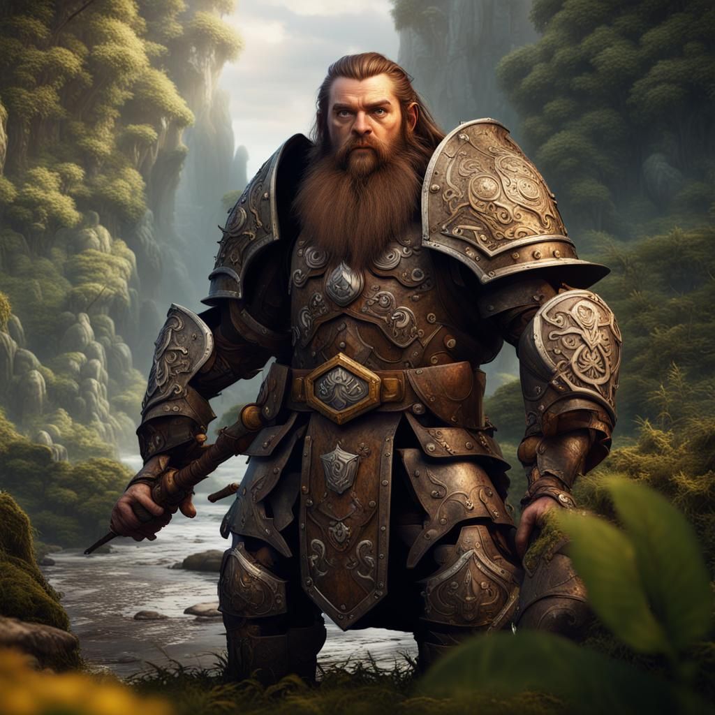 A dwarf, with long brown beard, long brown hair, with soft eyes ...