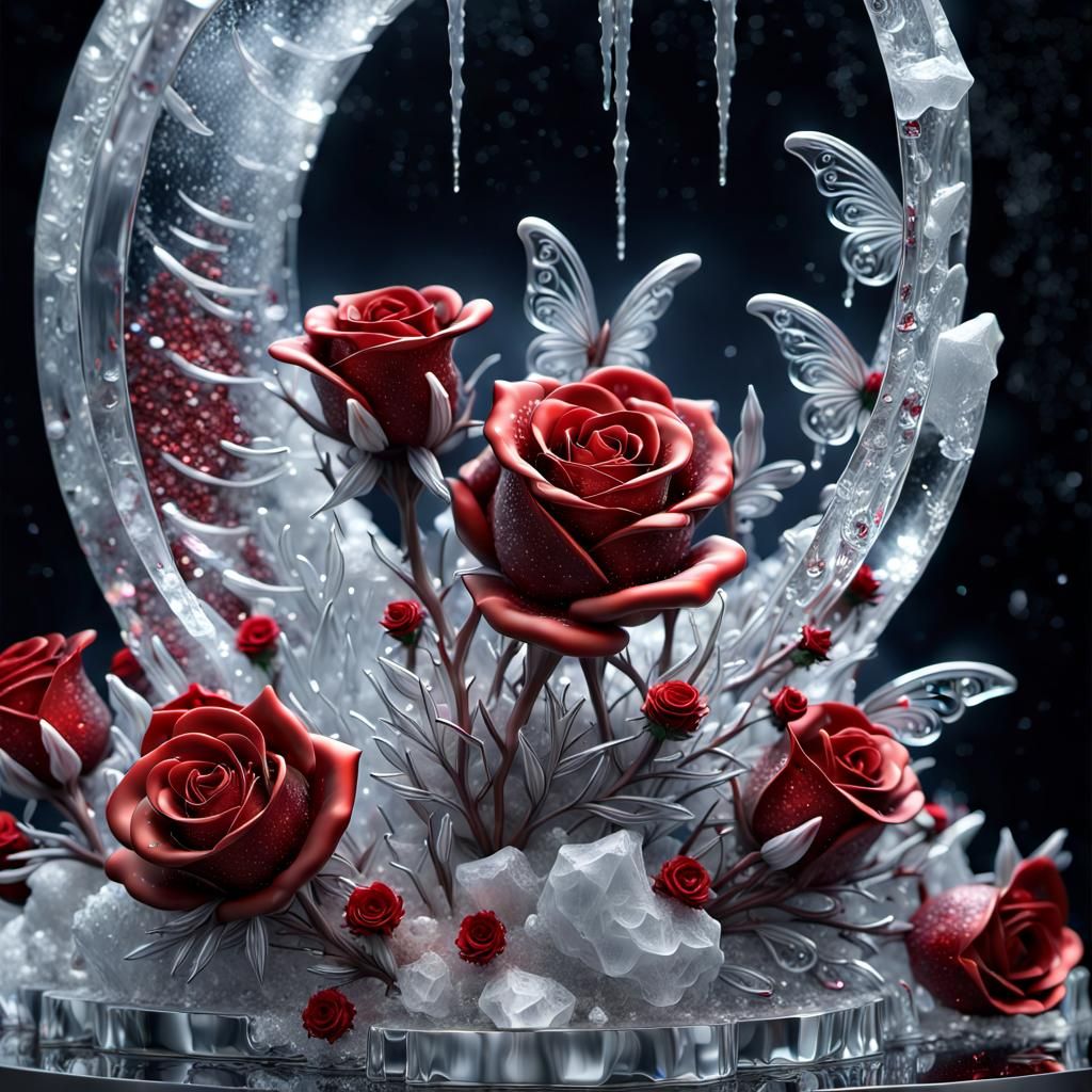 Roses in Ice - AI Generated Artwork - NightCafe Creator