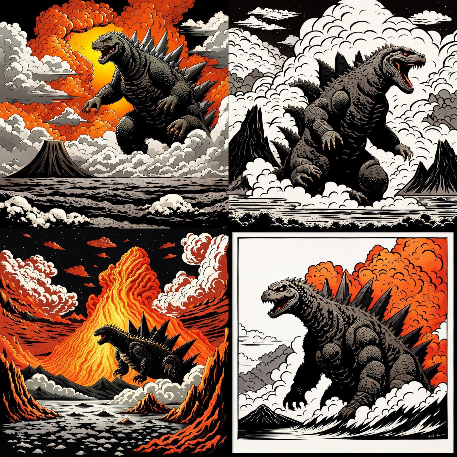 Godzilla flying in lava clouds - AI Generated Artwork - NightCafe Creator