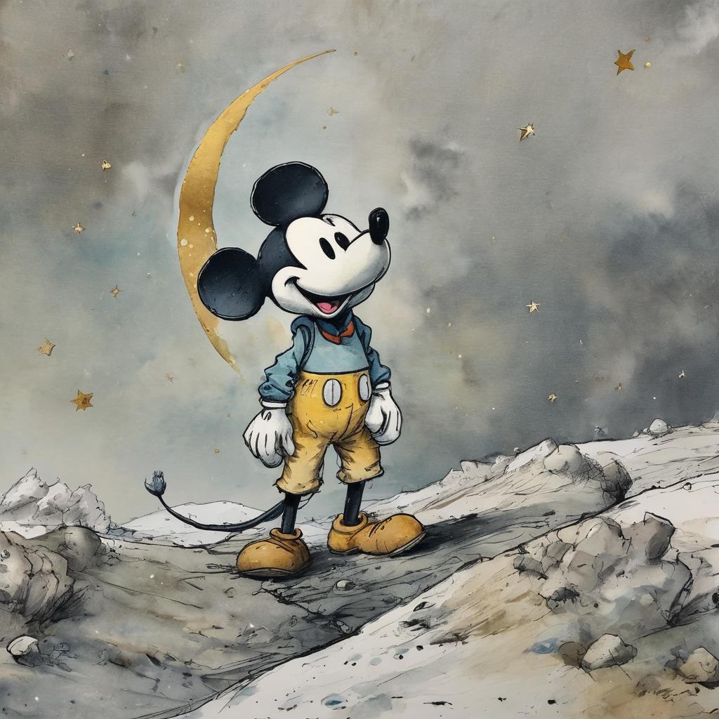 Mickey on the moon - AI Generated Artwork - NightCafe Creator