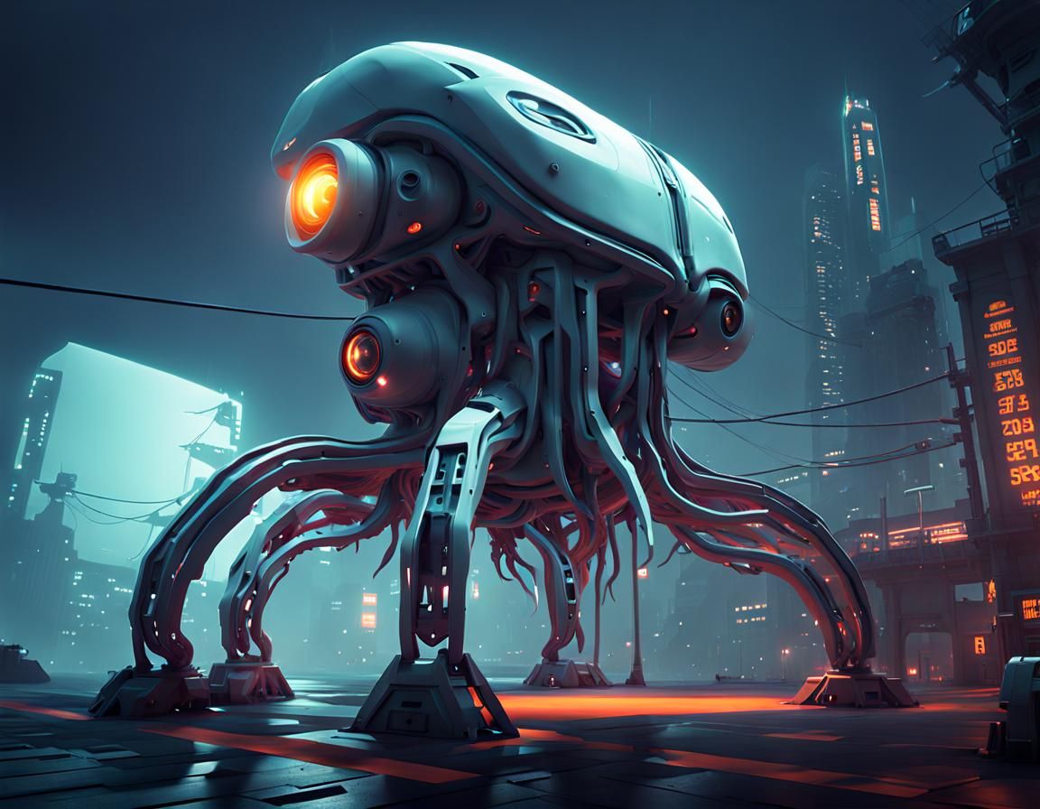 porous eldritch squid robot :: moody pixelscape ambient occlusion ...