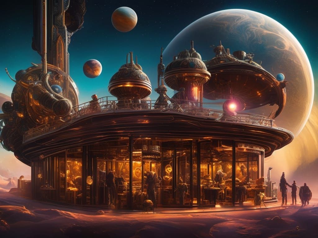 Alien Arabesque Coffee Shop - AI Generated Artwork - NightCafe Creator