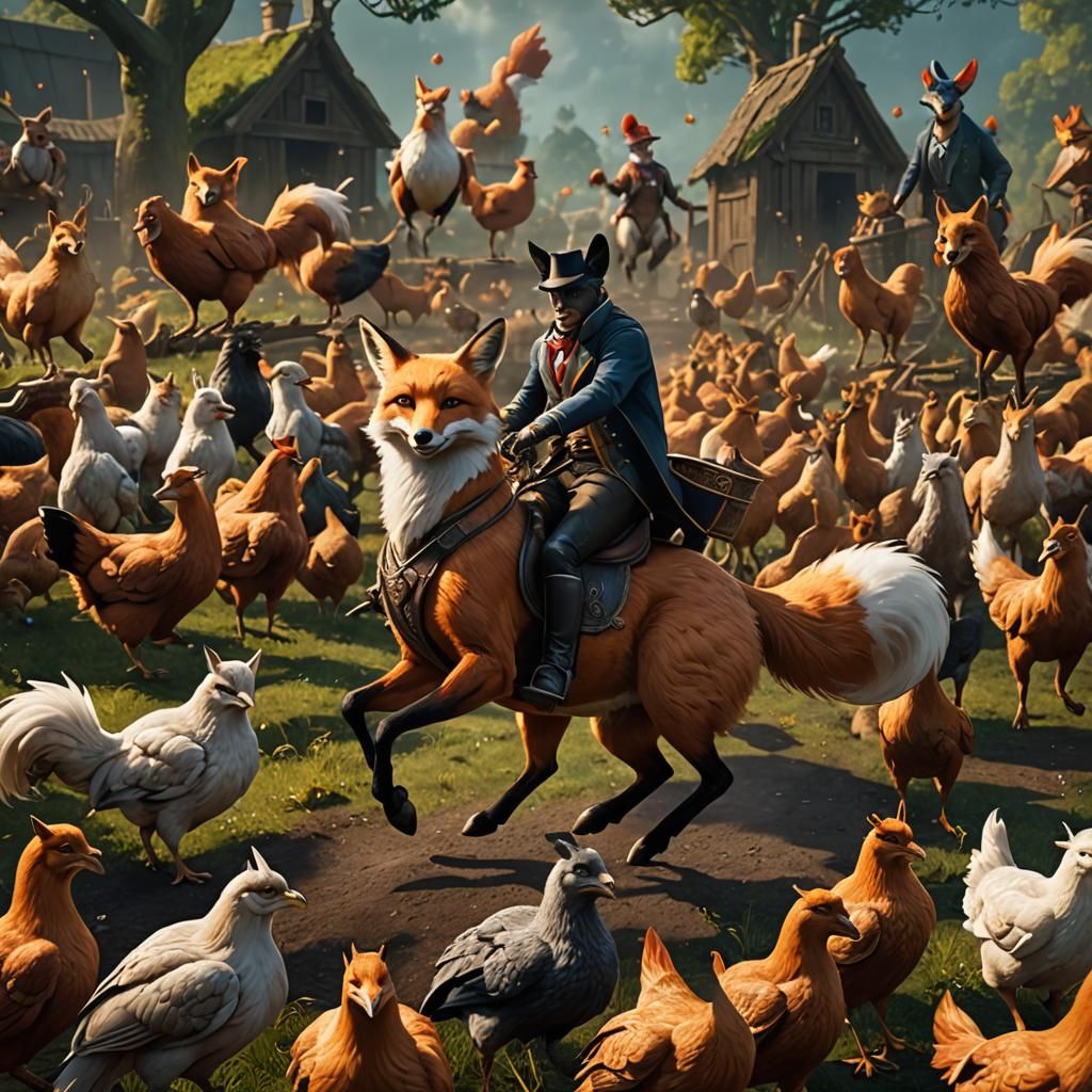 Chasing Chickens - AI Generated Artwork - NightCafe Creator