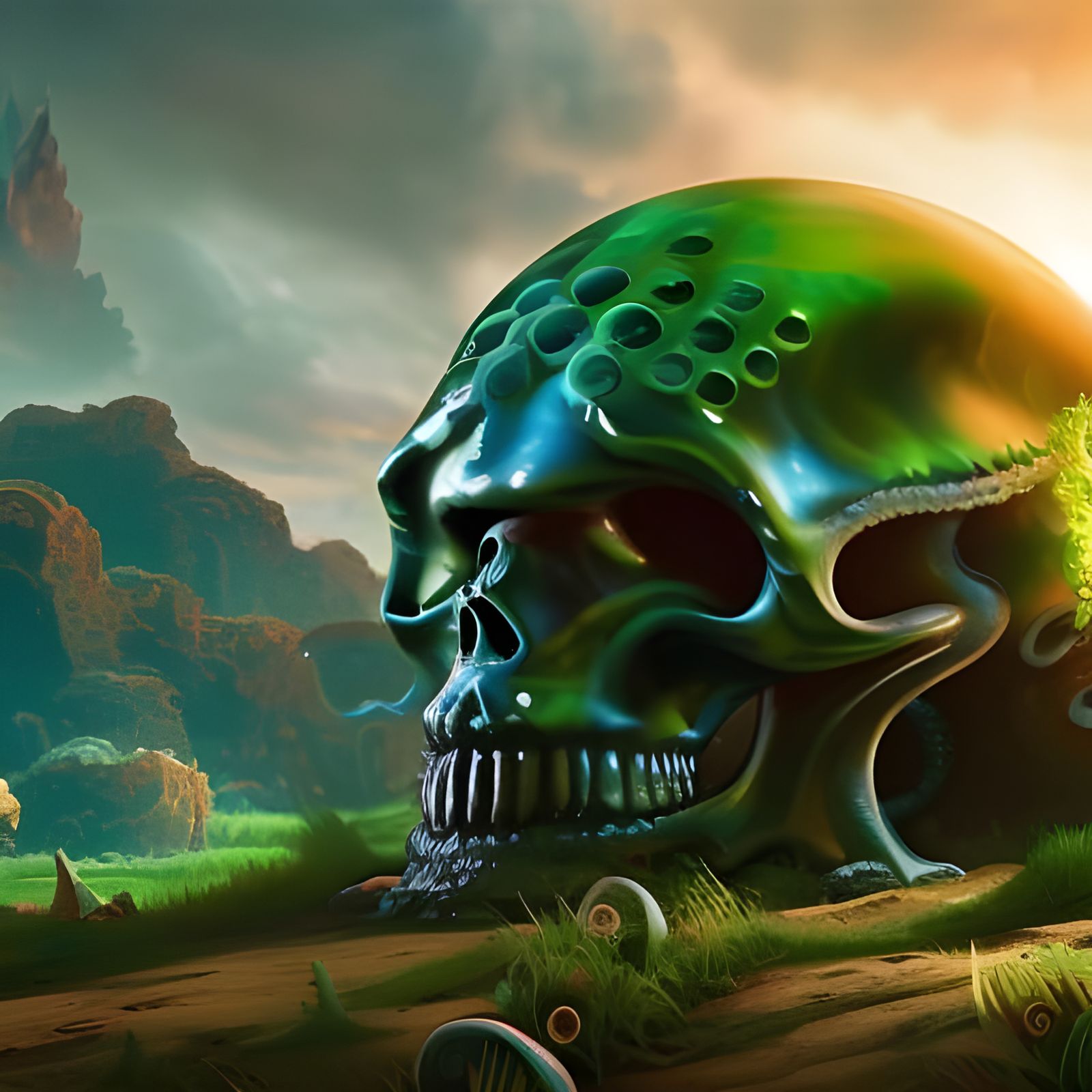 Slime skull - AI Generated Artwork - NightCafe Creator