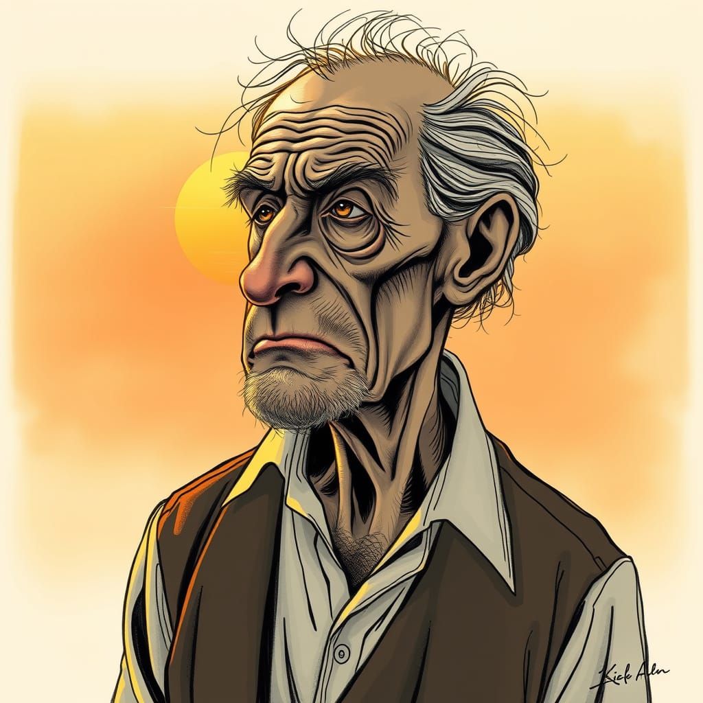 withered old man, - Ethereal Portrait of a Withered Old Man...