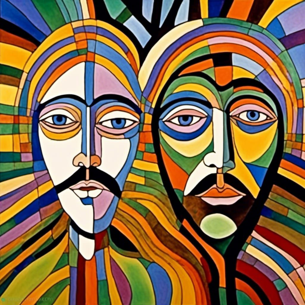 Shiny happy people, Groovy Hippie man and woman cinematic dramatic ...