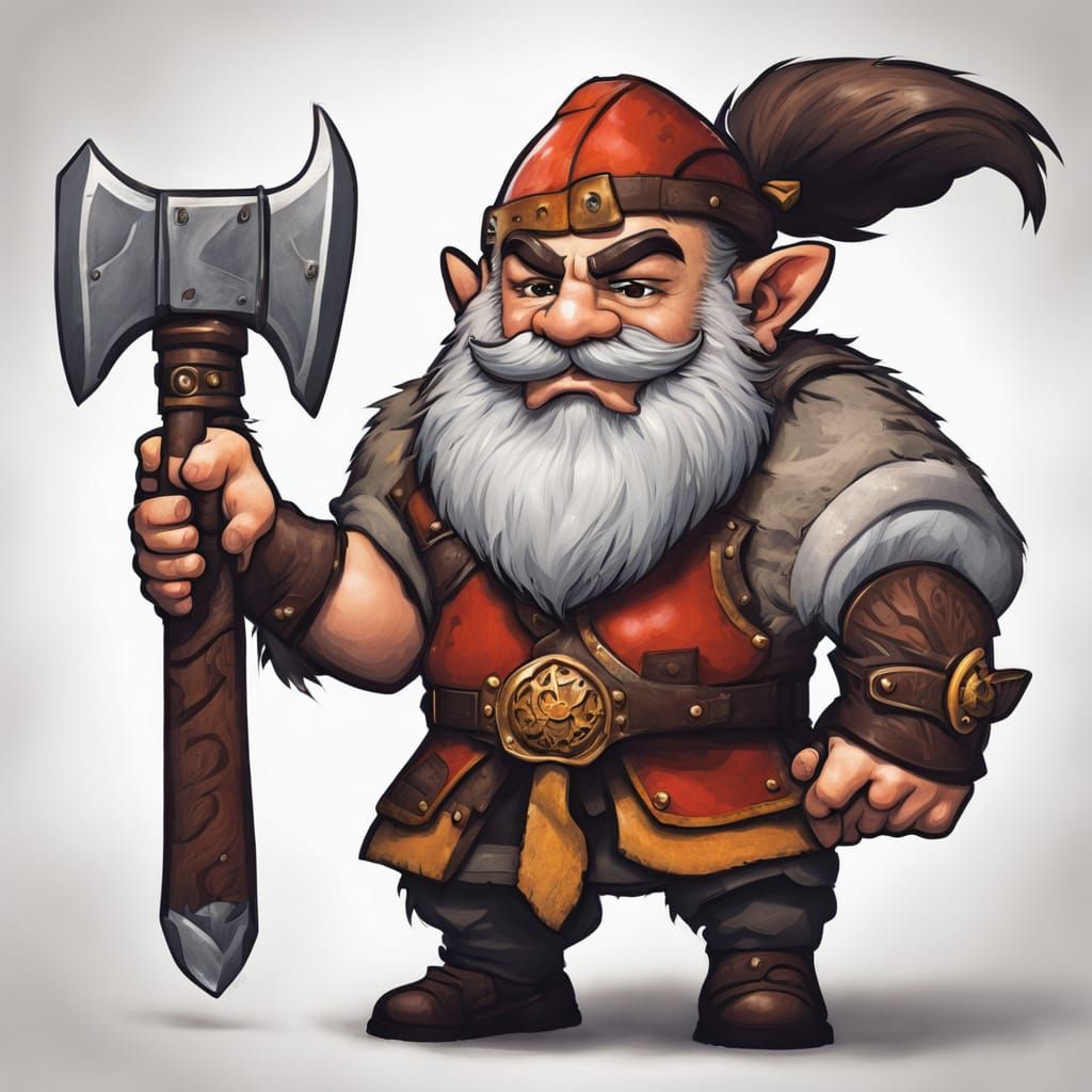 Axe Dwarf Fighter - Dwarf Warrior Wields Ancient Wind Axe
