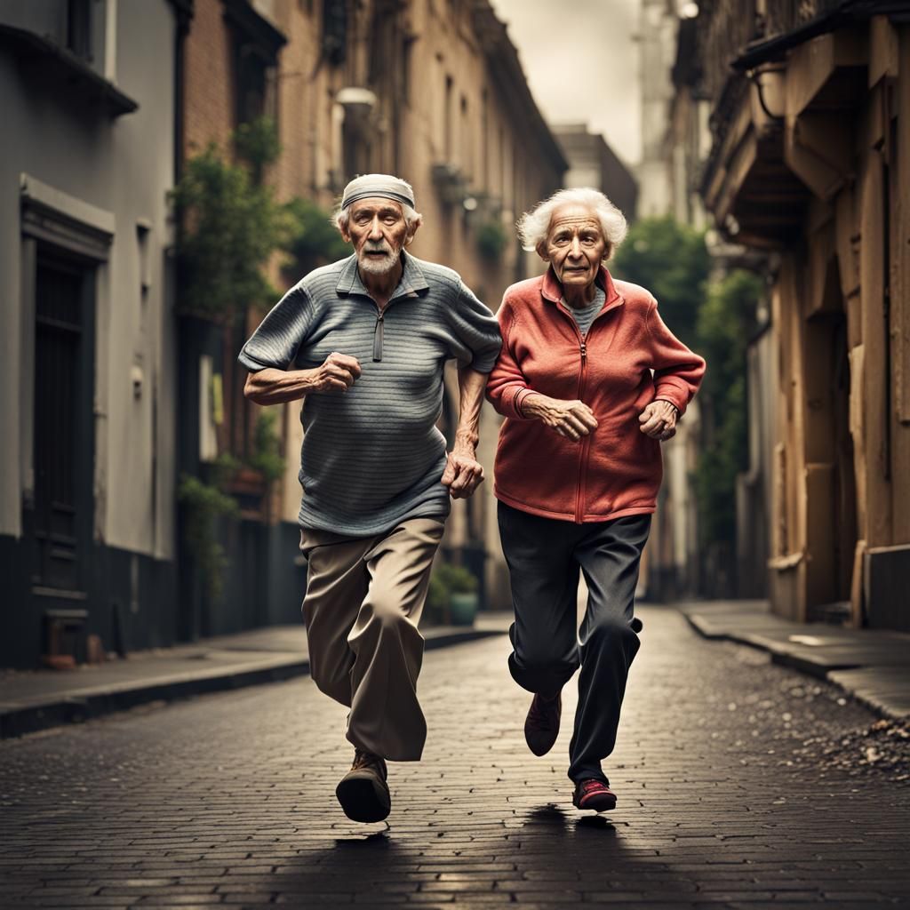 Grandparents Running - AI Generated Artwork - NightCafe Creator