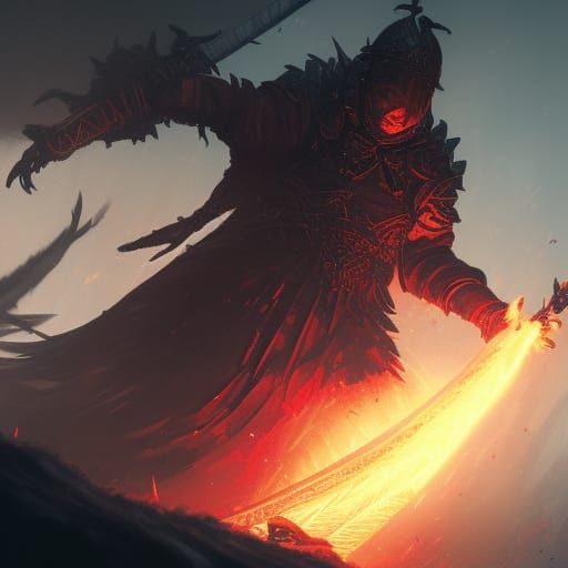 Surt draws his fiery blade - AI Generated Artwork - NightCafe Creator