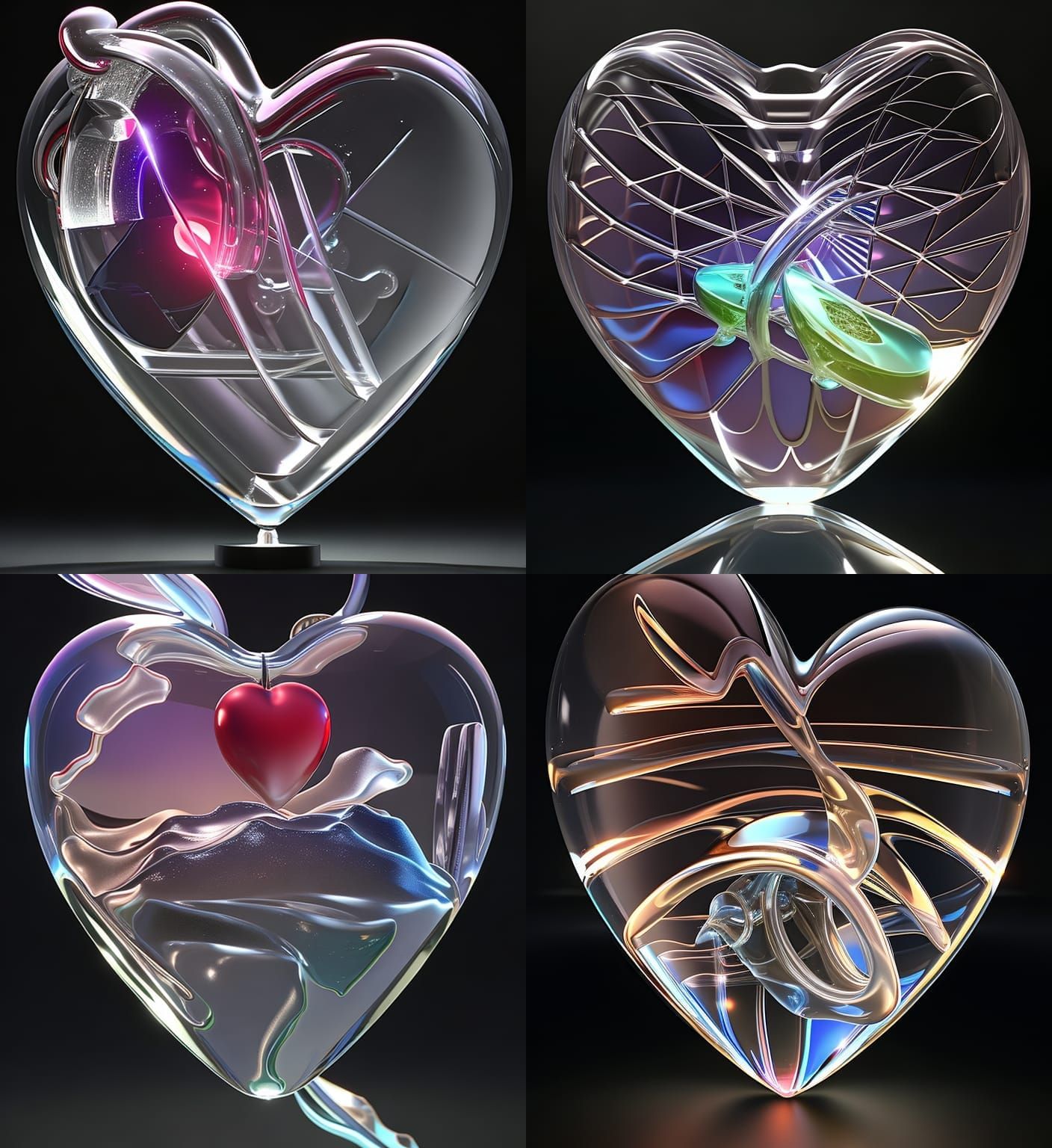 Translucant super glass heart, ultra realistic, ultra detailed ...