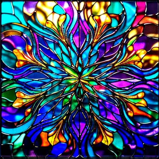 Vibrant Stained Glass Axolotl Masterpiece - AI Art