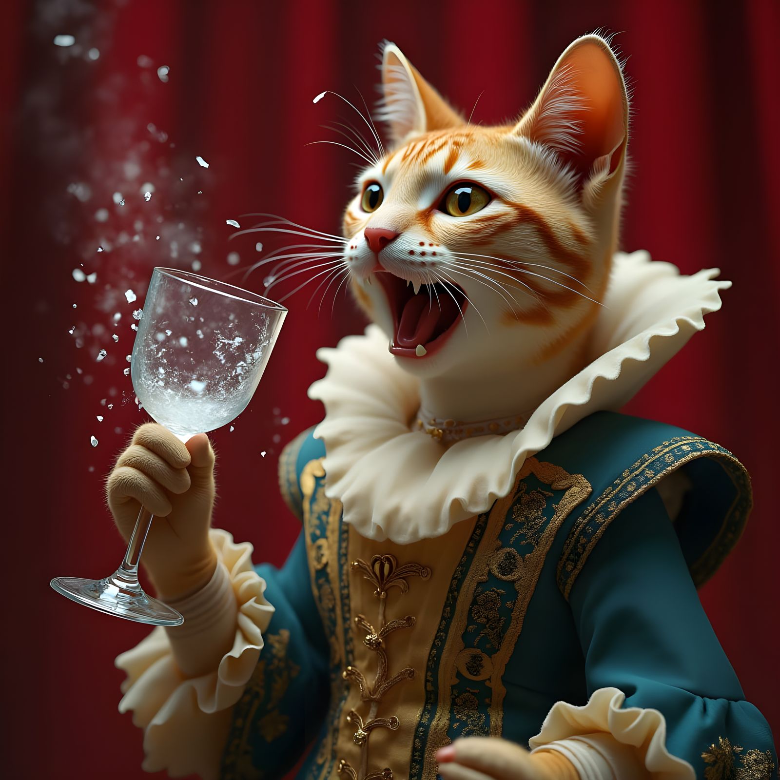 Surreal Opera Cat Shatters Glass with Powerful Not... - AI Art