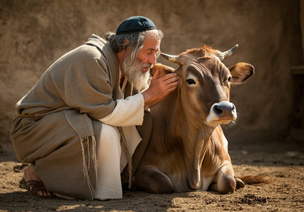 Ancient Rabbi in Thoughtful Conversation with a Co... - AI Art