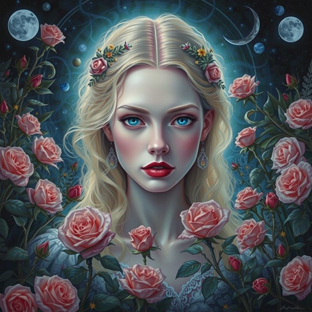 Surreal Goddess in Lush Astral Garden with Vibrant... - AI Art