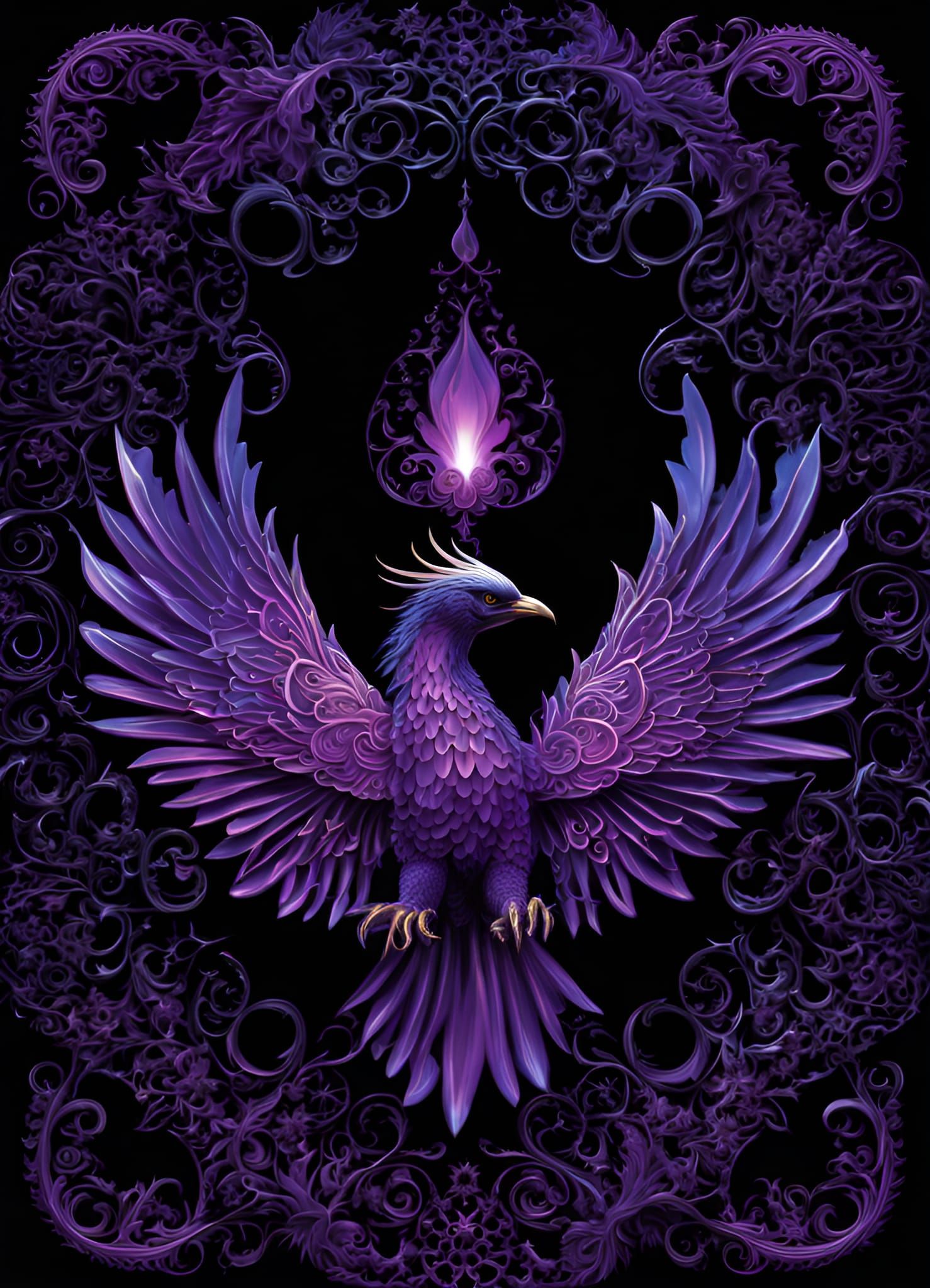Ultra violet phoenix - AI Generated Artwork - NightCafe Creator