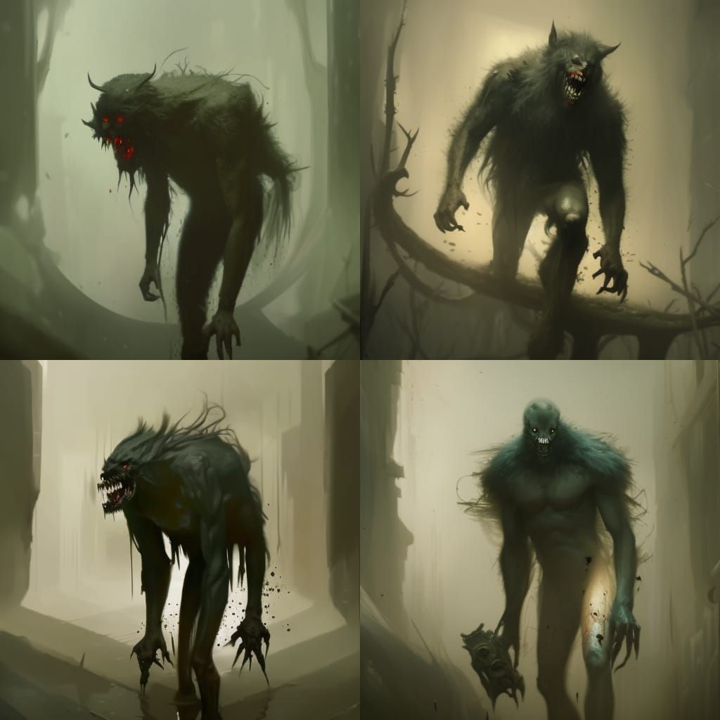Werewolf with pale yellow eyes inside of a cage. - AI Generated Artwork ...