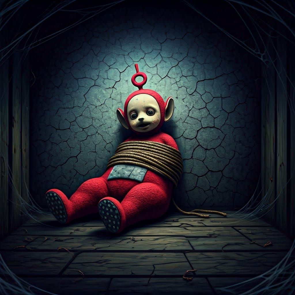 Gothic Teletubby Despair in a Dark, Rat-Infested C... - AI Art