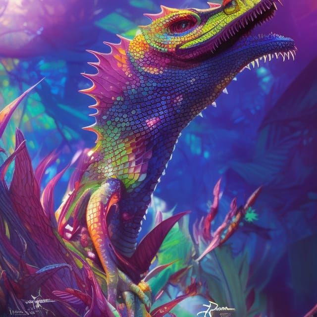 Lizard in Shiny and Scaly Lizardscape - AI Generated Artwork ...
