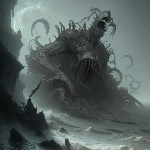Legions of grotesque monstrosities from beneath the tides of the sea ...