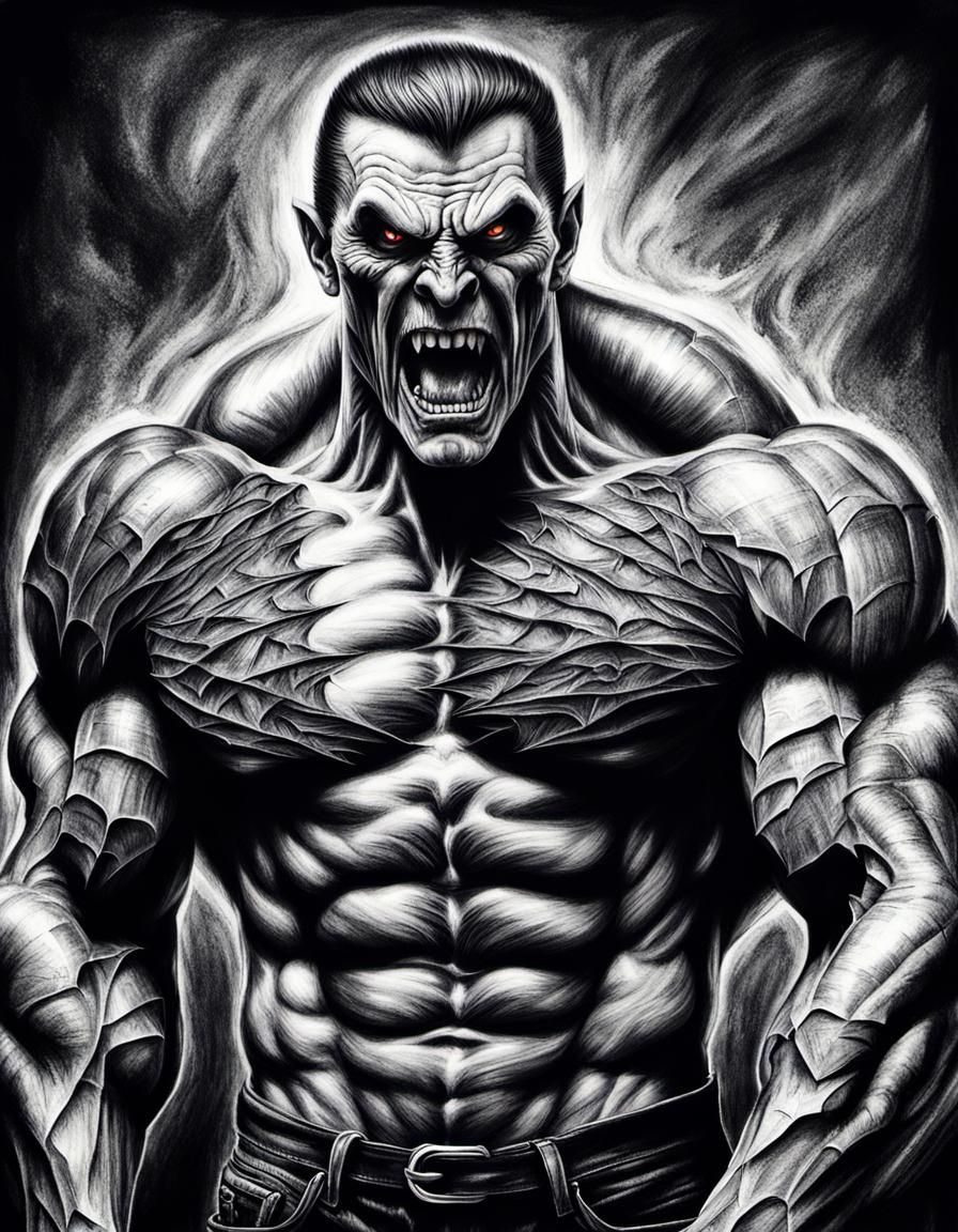 monster vampire massive muscular muscle man - AI Generated Artwork ...