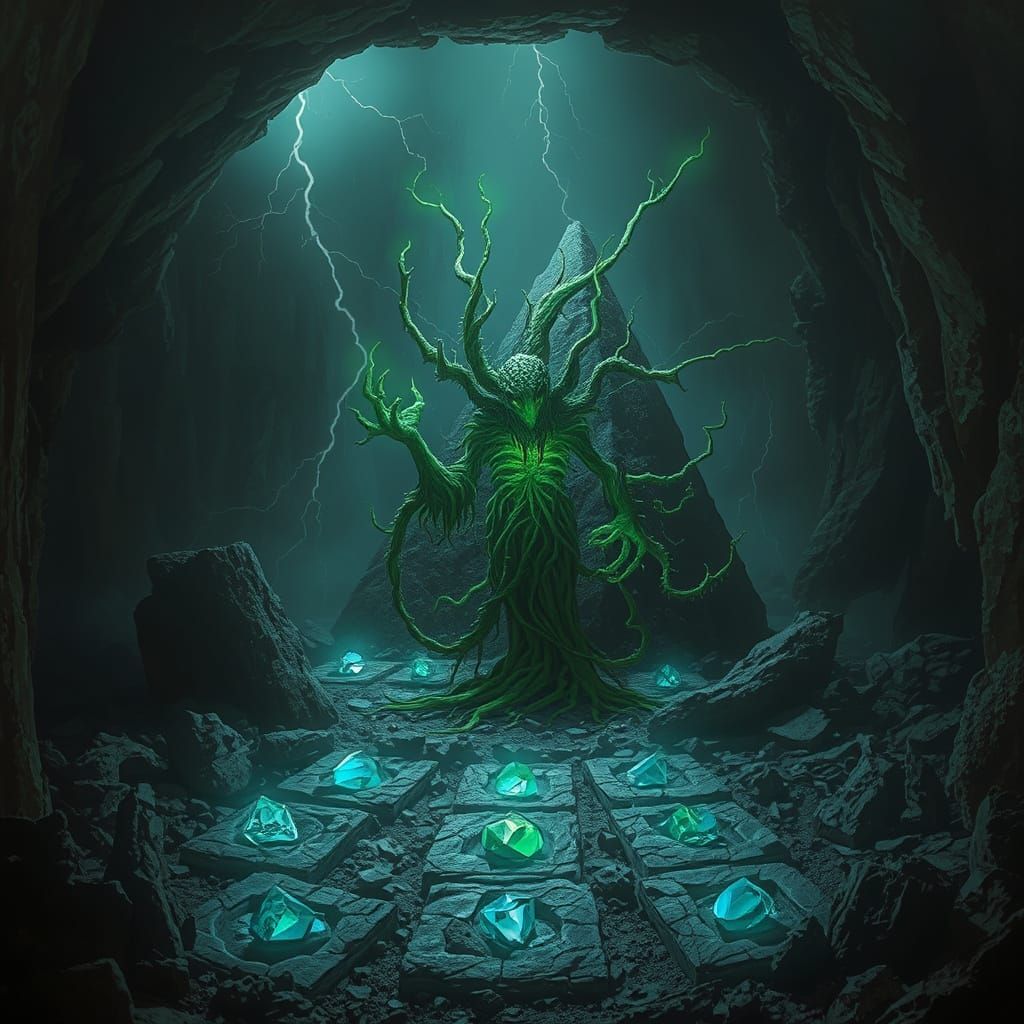 Mystical Crypt Scene in Dark, Muted Colors - AI Art