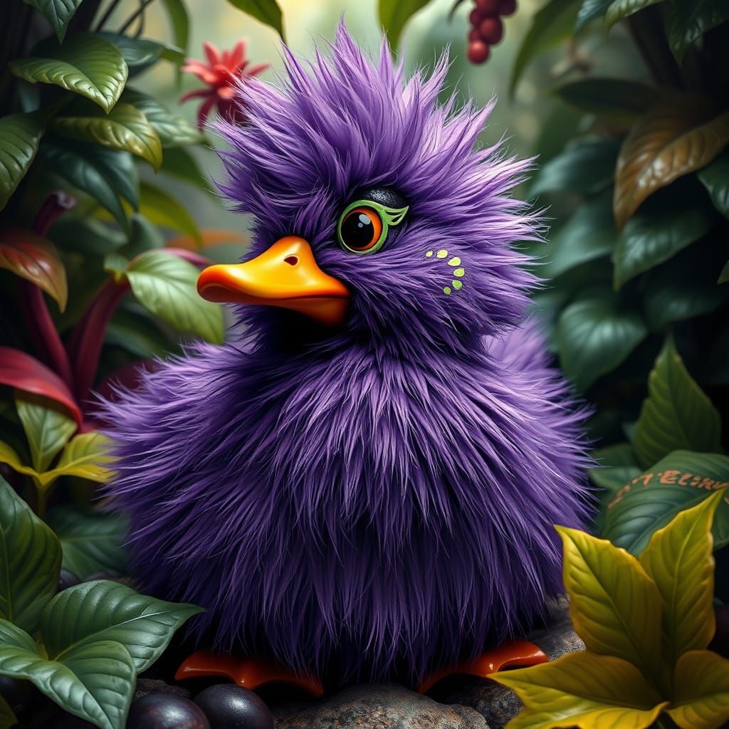Whimsical Grape Duck in Jungle Wonderland - AI Art