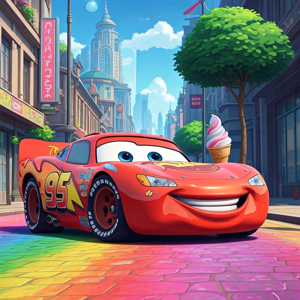 Lightning mcqueen eating ice cream - Racing Car Icon Enjoys ...