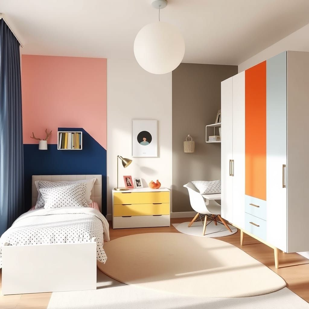 Modern Dutch-Style Children's Bedroom with Minimal... - AI Art