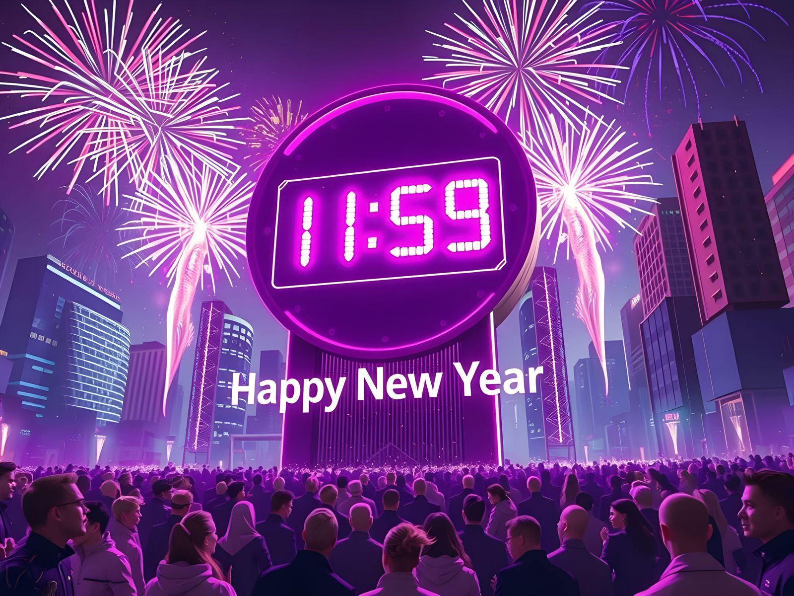 Neon Countdown: A Futuristic New Year's Eve Spectacle in the Cyber City